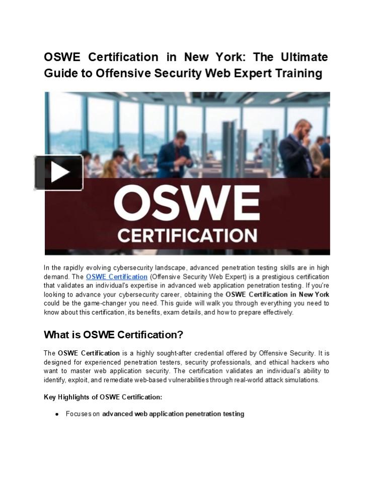 PPT – OSWE Certification in New York – A Path to Cybersecurity Excellence (1) PowerPoint ...