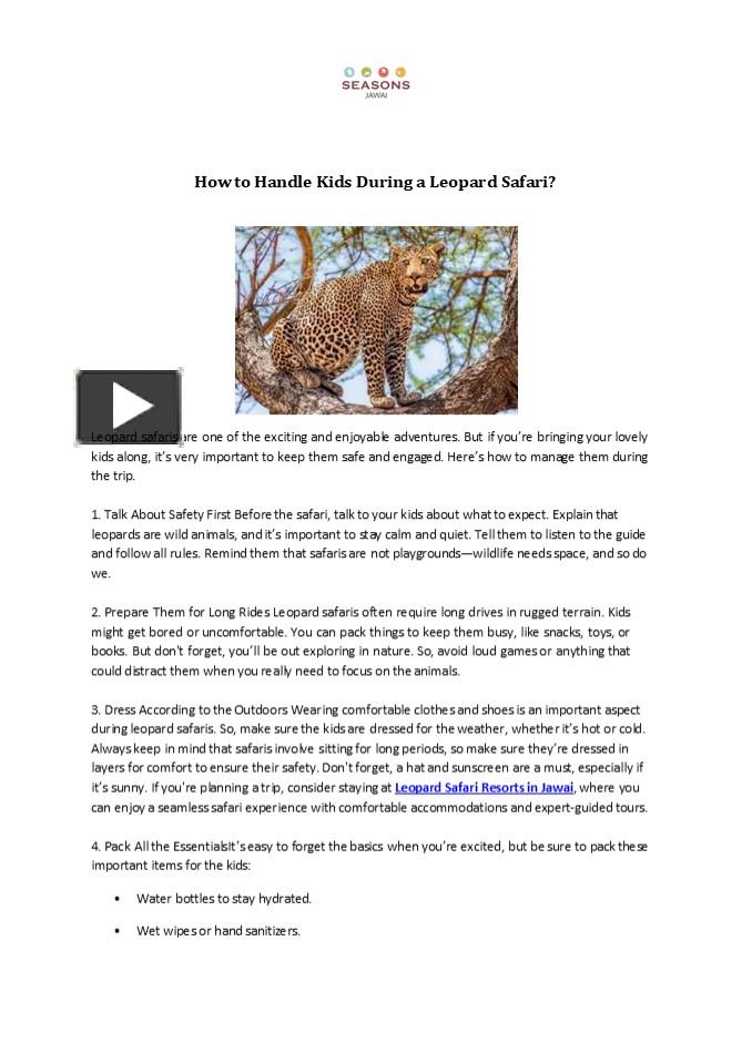 PPT – How to Handle Kids During a Leopard Safari? PowerPoint presentation | free to download ...