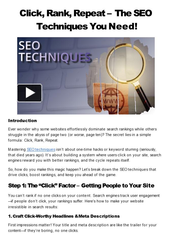 PPT – Click, Rank, Repeat – The SEO Techniques You Need! (1) PowerPoint presentation | free to ...