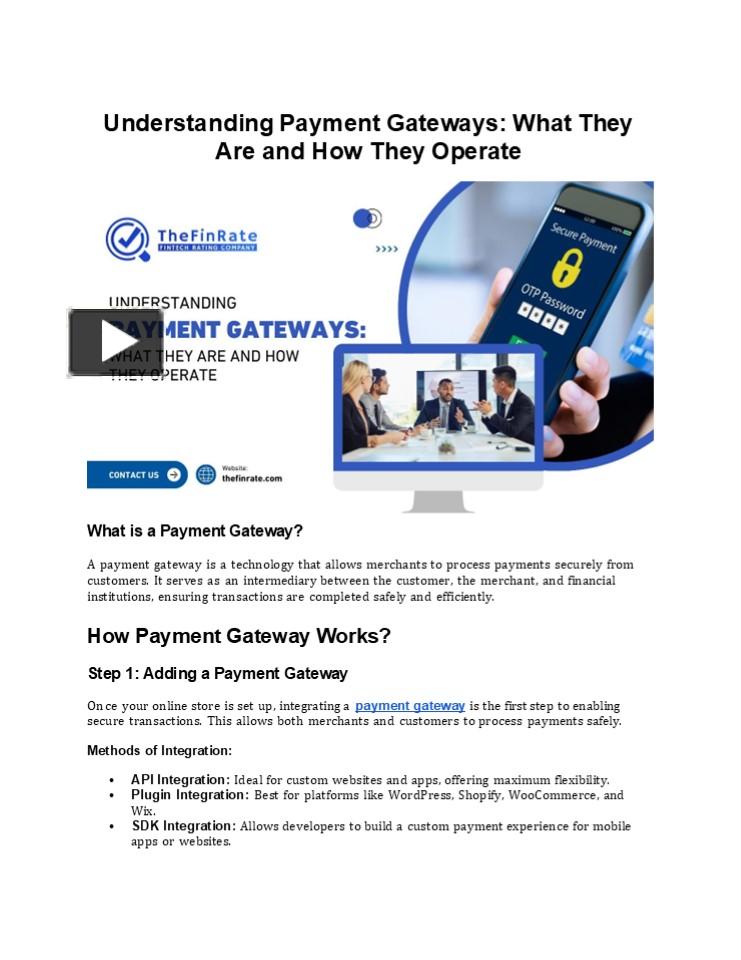 Understanding Payment Gateways: What They Are and How They Operate presentation | free to download