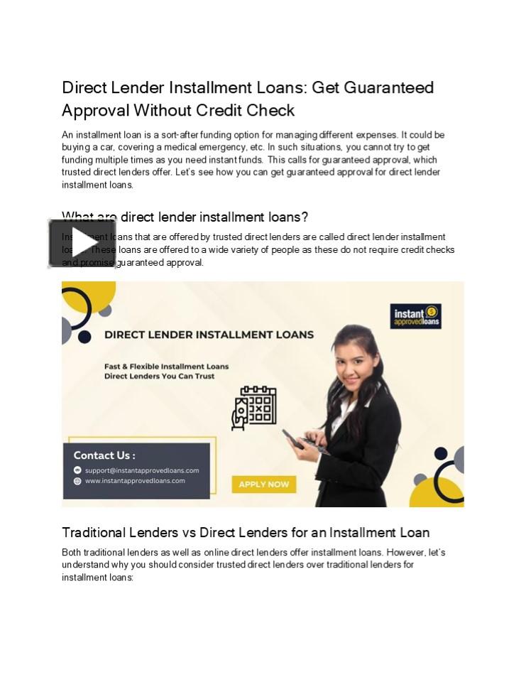 PPT – Direct Lender Installment Loans No Credit Check PowerPoint ...