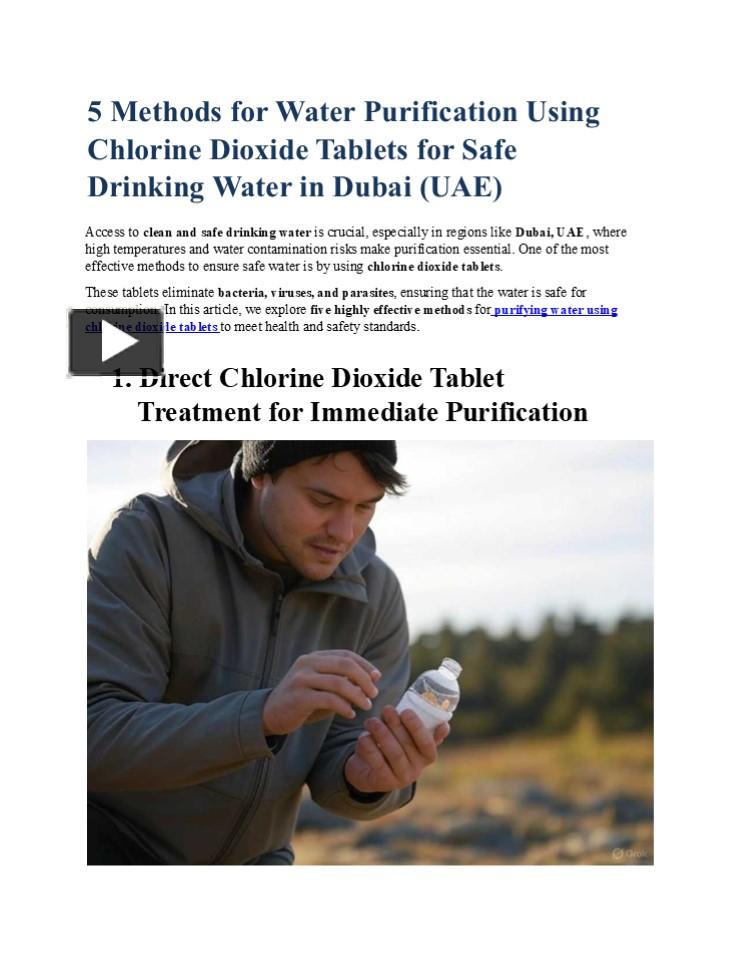 5 Methods for Water Purification Using Chlorine Dioxide Tablets for Safe Drinking Water in Dubai ...