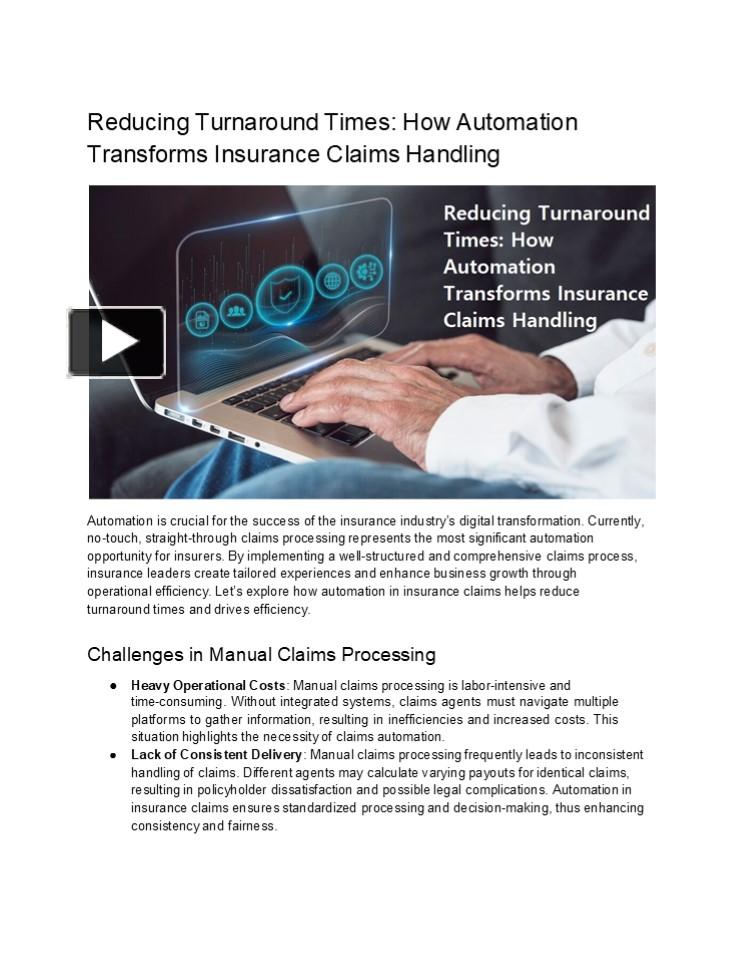 PPT – Transforming Insurance Claims Handling with Automation PowerPoint presentation | free to ...