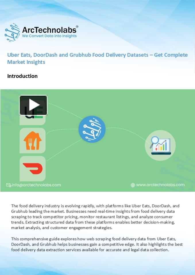 Uber Eats, DoorDash & Grubhub Food Delivery Datasets – Insights presentation | free to download