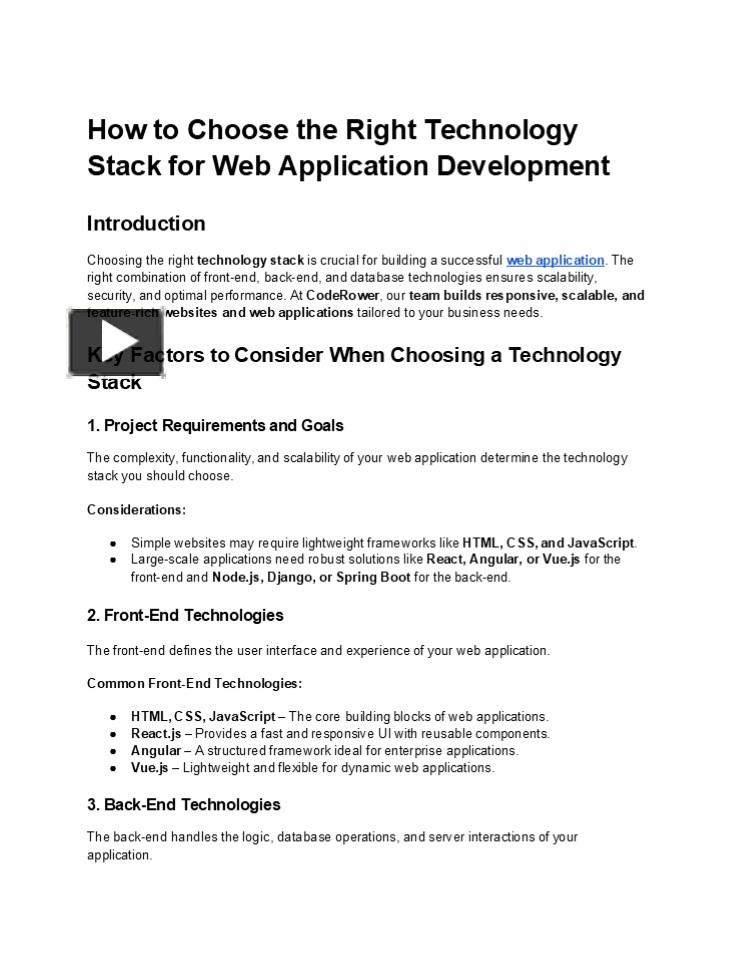 PPT – How to Choose the Right Technology Stack for Web Application Development PowerPoint ...