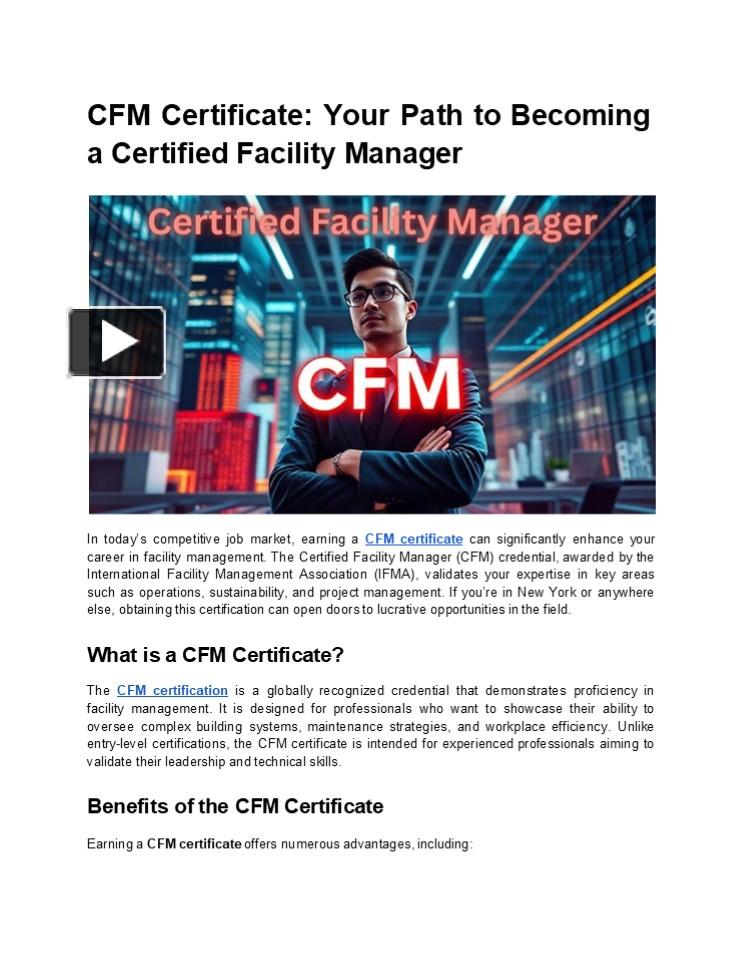 PPT – Boost Your Career with a CFM Certificate – Everything You Need to Know PowerPoint ...