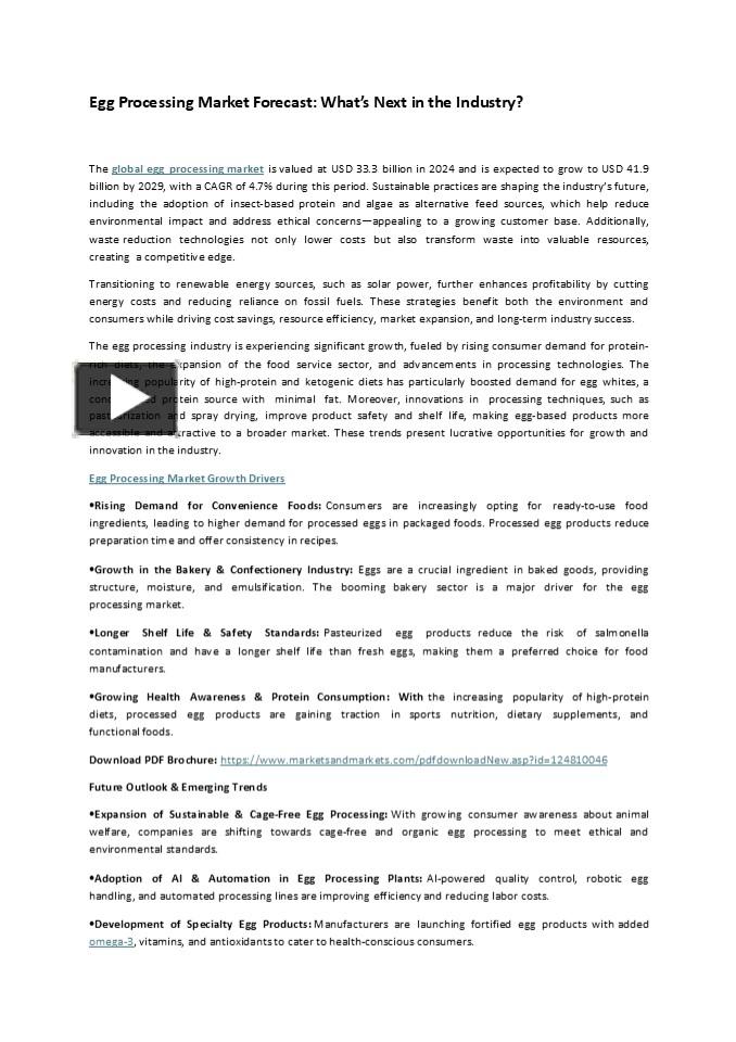 PPT – Egg Processing Market Forecast: What’s Next in the Industry? PowerPoint presentation ...