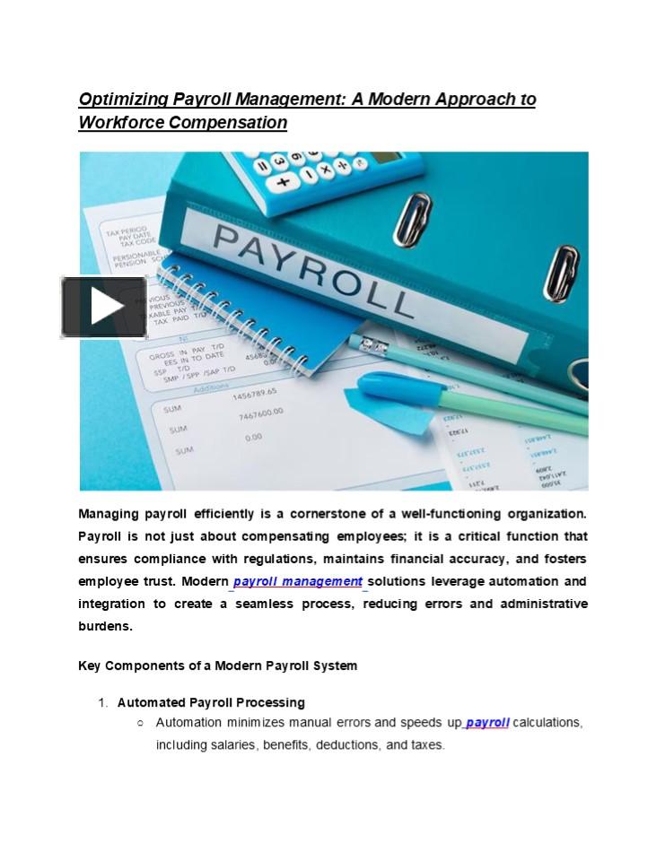 PPT – Optimizing Payroll Management: A Modern Approach to Workforce Compensation PowerPoint ...