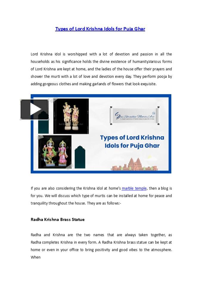 PPT – Types of Lord Krishna Idols for Puja Ghar PowerPoint presentation | free to download - id ...