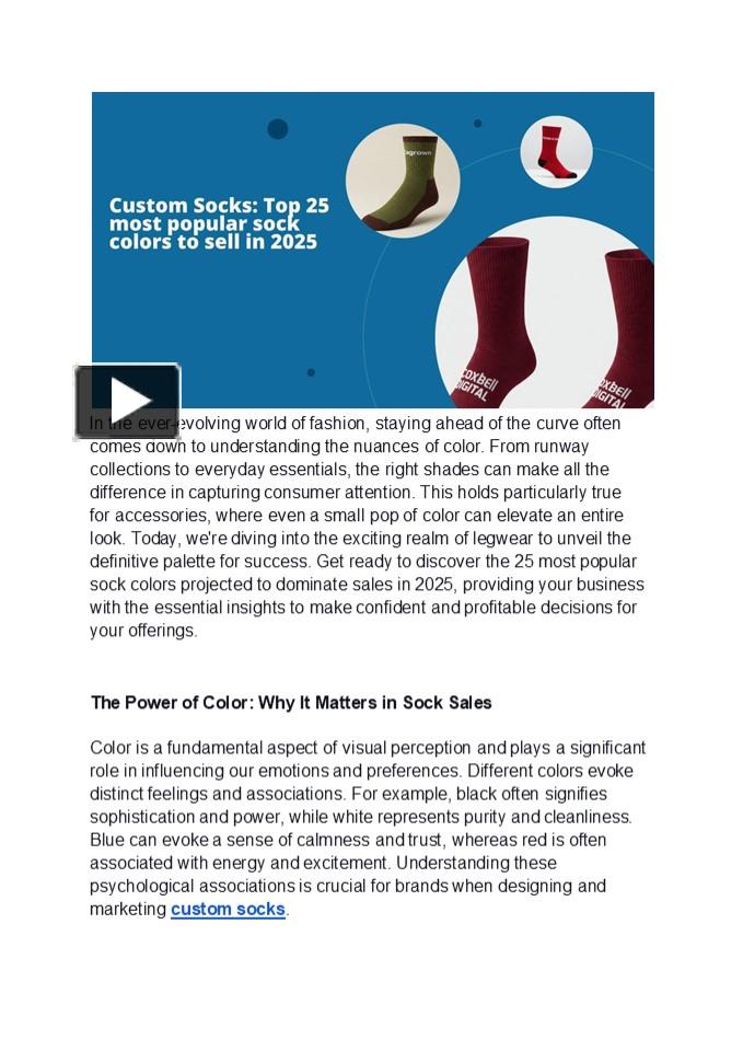 PPT – Custom Socks: Top 25 Most Popular Sock Colors to Sell in 2025 PowerPoint presentation ...