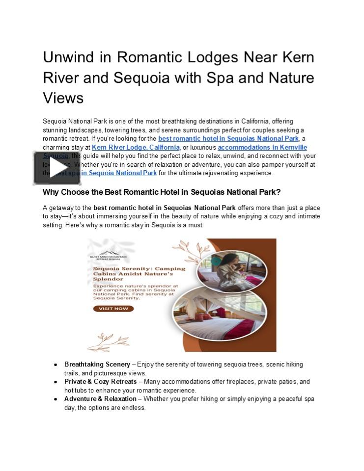 PPT – Unwind in Romantic Lodges Near Kern River and Sequoia with Spa and Nature Views PowerPoint ...