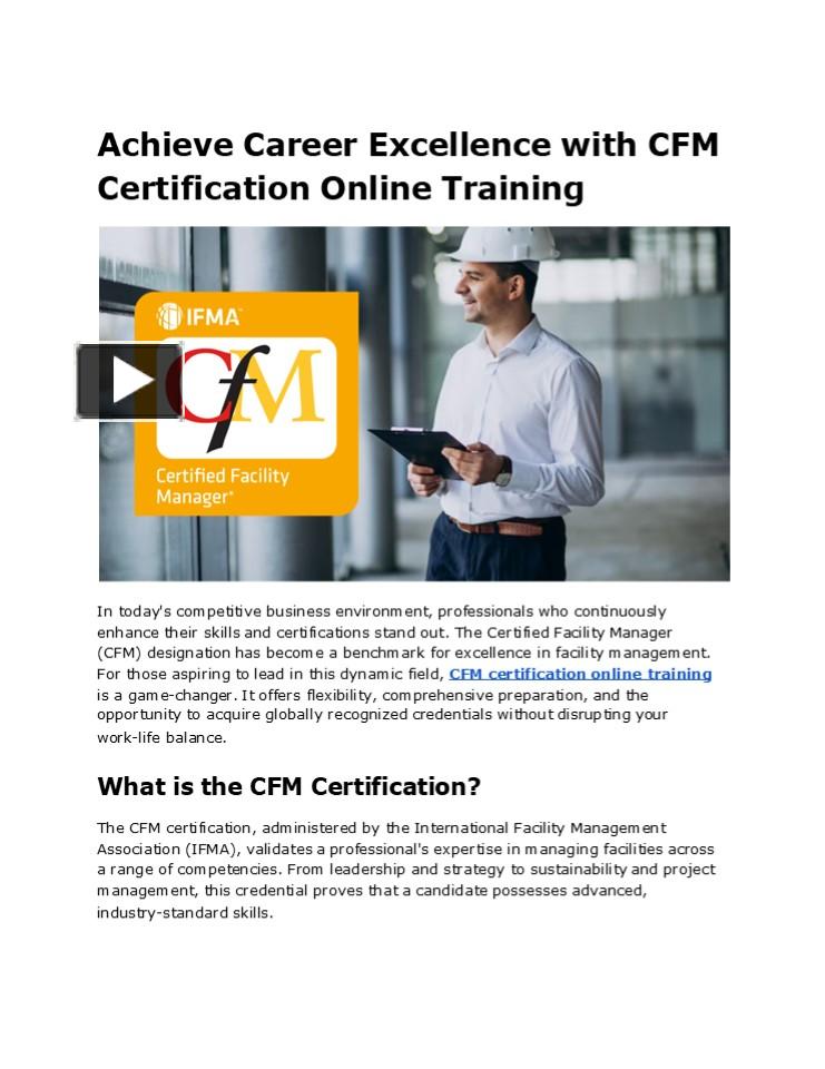 PPT – Master CFM Certification with Online Training PowerPoint presentation | free to download ...