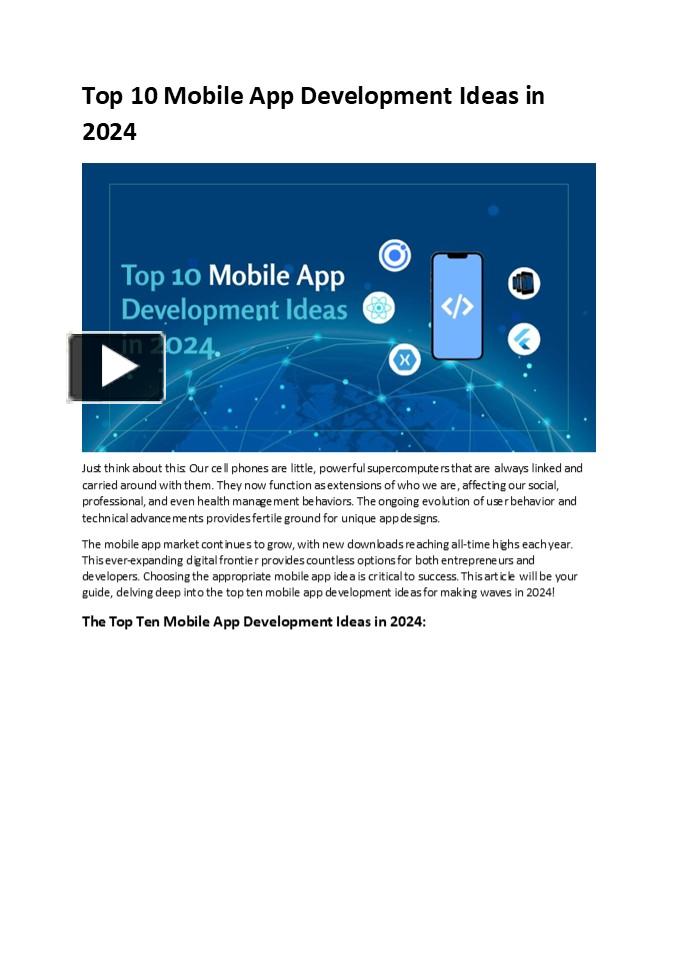 PPT – Top 10 Mobile App Development Ideas in 2024 PowerPoint presentation | free to download ...