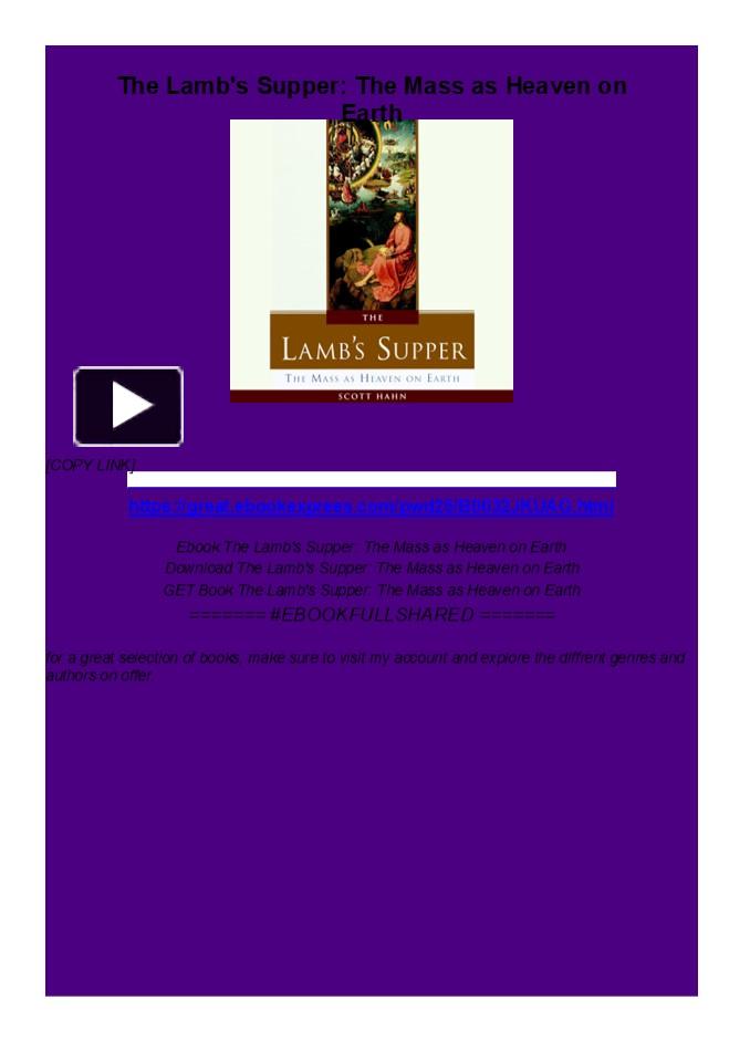 PDF The Lamb's Supper: The Mass as Heaven on Earth presentation | free ...