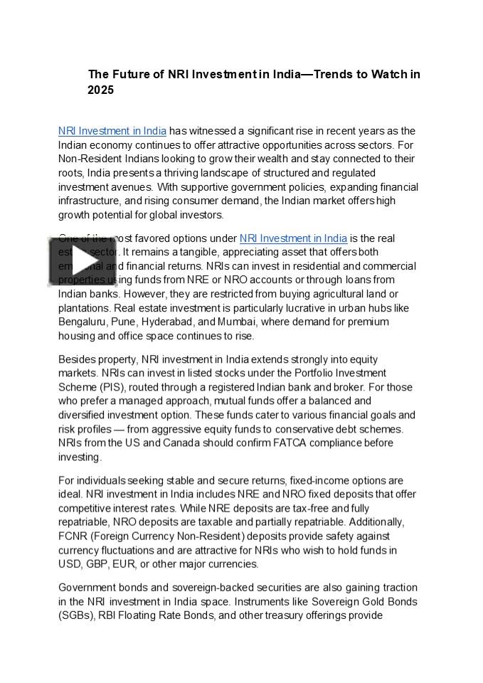 The Future of NRI Investment in India—Trends to Watch in 2025 presentation | free to download