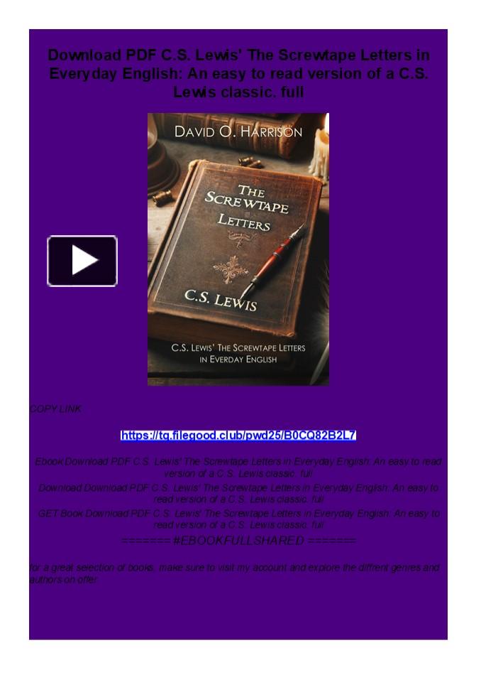 PPT – Download PDF C.S. Lewis' The Screwtape Letters in Everyday ...