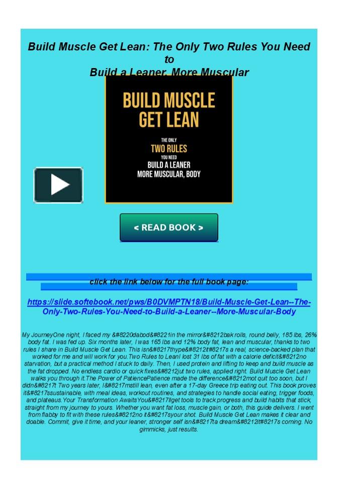 PDF Build Muscle Get Lean: The Only Two Rules You Need to Build a Leaner, More Muscular Body ...