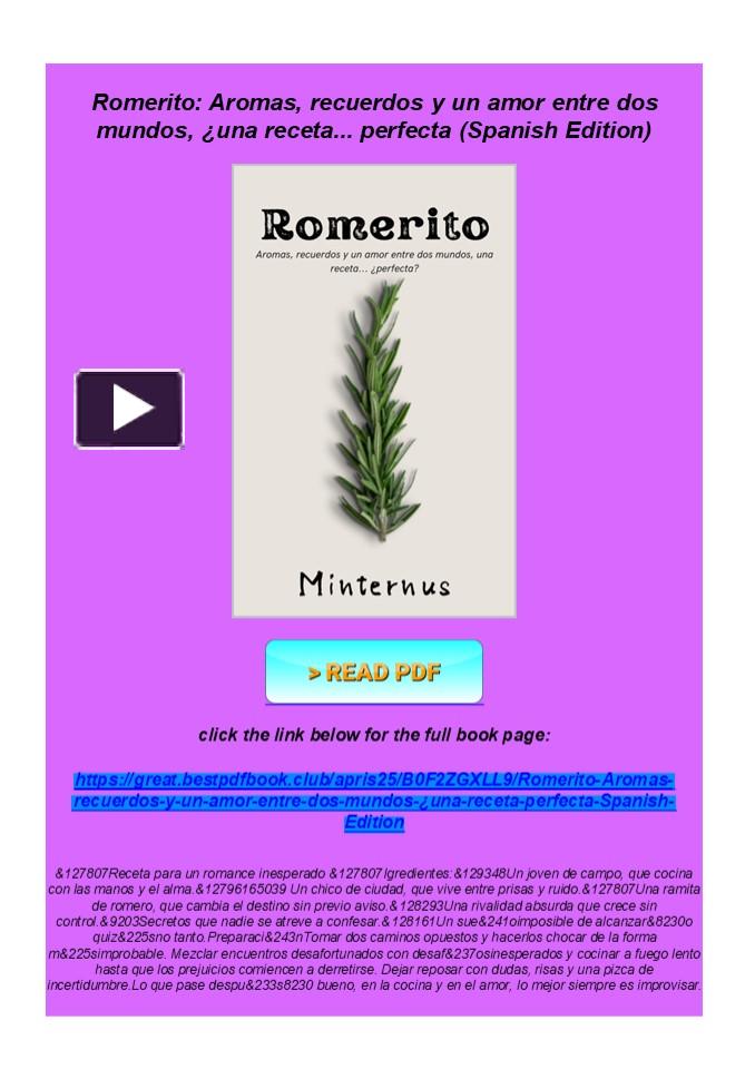 DOWNLOAD Romerito: Aromas, recuerdos y un amor entre dos mundos, ¿una presentation | free to ...