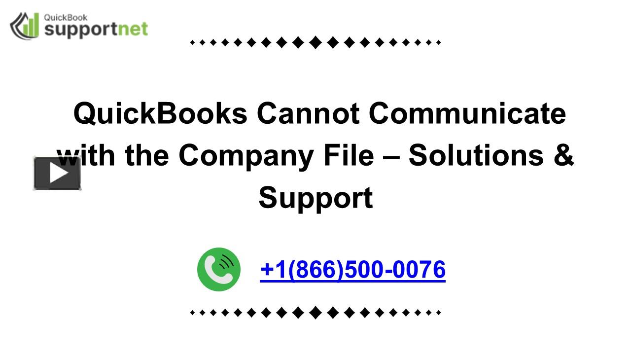 QuickBooks Cannot Communicate with the Company File – Solutions & Support presentation | free to ...