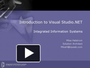 Introduction to Visual Studio.NET Integrated Information Systems presentation | free to download
