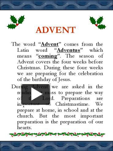 ADVENT presentation | free to view