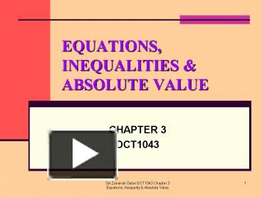 EQUATIONS, INEQUALITIES presentation | free to view