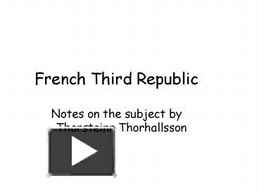 French Third Republic presentation | free to view