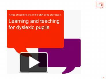 Learning and teaching for dyslexic pupils presentation | free to view