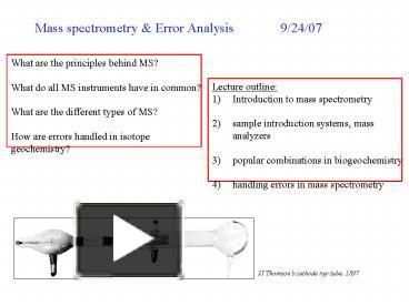 PPT – Mass spectrometry PowerPoint presentation | free to view - id ...