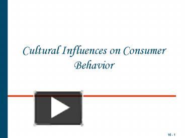 Cultural Influences on Consumer Behavior presentation | free to view