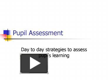Pupil Assessment presentation | free to view