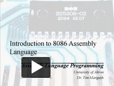 Introduction to 8086 Assembly Language presentation | free to view