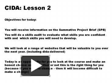 PPT – CIDA: Lesson 2 PowerPoint presentation | free to view - id: a518c-MzhkN