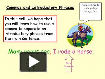 Commas and Introductory Phrases presentation | free to view