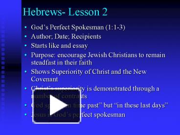 PPT – Hebrews Lesson 2 PowerPoint presentation | free to view - id ...