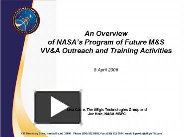 An Overview of NASAs Program of Future M presentation | free to view