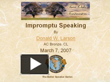 Impromptu Speaking presentation | free to download