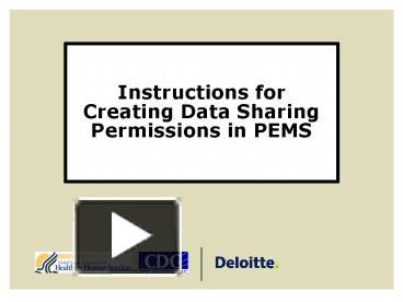 Instructions for Creating Data Sharing Permissions in PEMS presentation | free to view