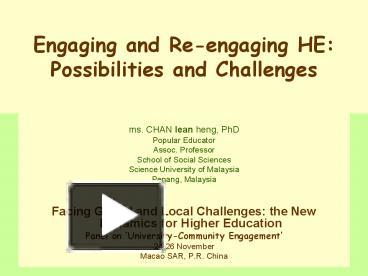 Engaging and Reengaging HE: Possibilities and Challenges presentation ...