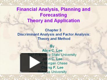 PPT – Financial Analysis, Planning and Forecasting Theory and Application PowerPoint ...