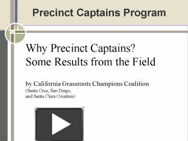 Precinct Captains Program presentation | free to view