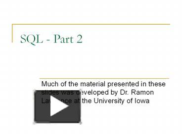 SQL - Part 2 presentation | free to download