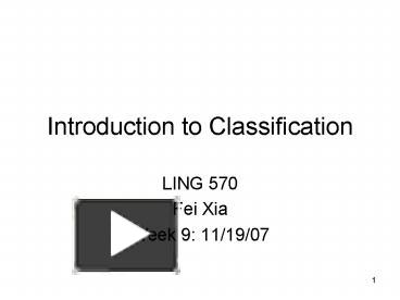 Introduction to Classification presentation | free to download