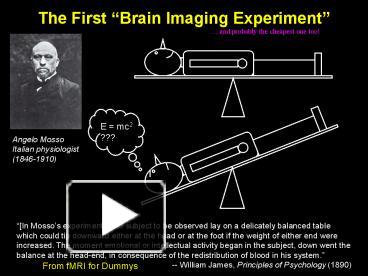 The First Brain Imaging Experiment presentation | free to view