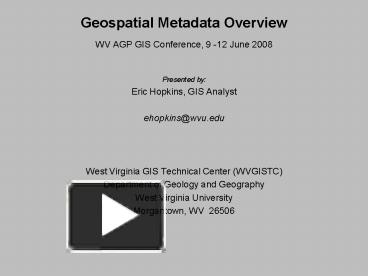 Geospatial Metadata Overview presentation | free to download