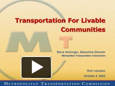 PPT – Transportation For Livable Communities PowerPoint presentation | free to view - id: b2a02 ...