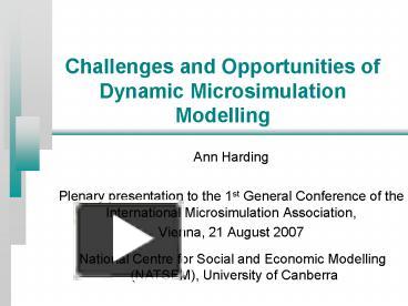 PPT – Challenges and Opportunities of Dynamic Microsimulation Modelling PowerPoint presentation ...