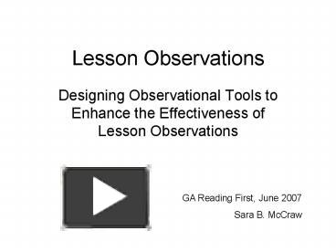 Lesson Observations presentation | free to view