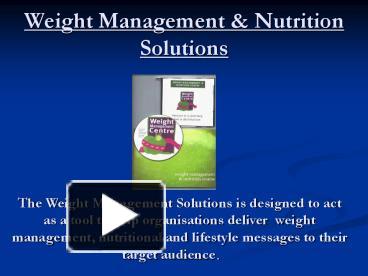 Weight Management presentation | free to view