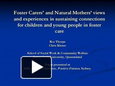 PPT – Foster Carers PowerPoint presentation | free to view - id: b6b89 ...